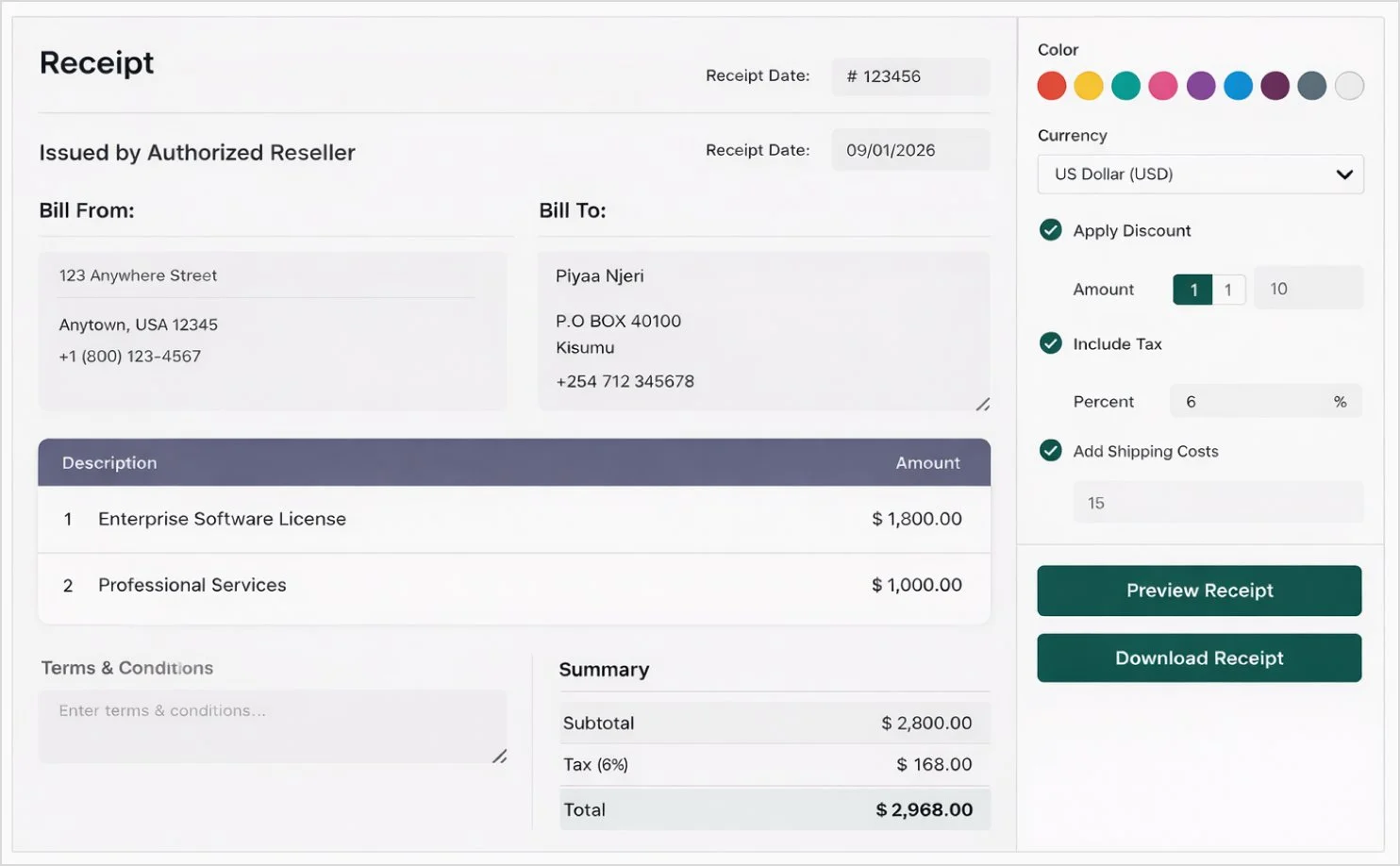 Free Receipt Template: Create & Download Fast | Bold Reports
