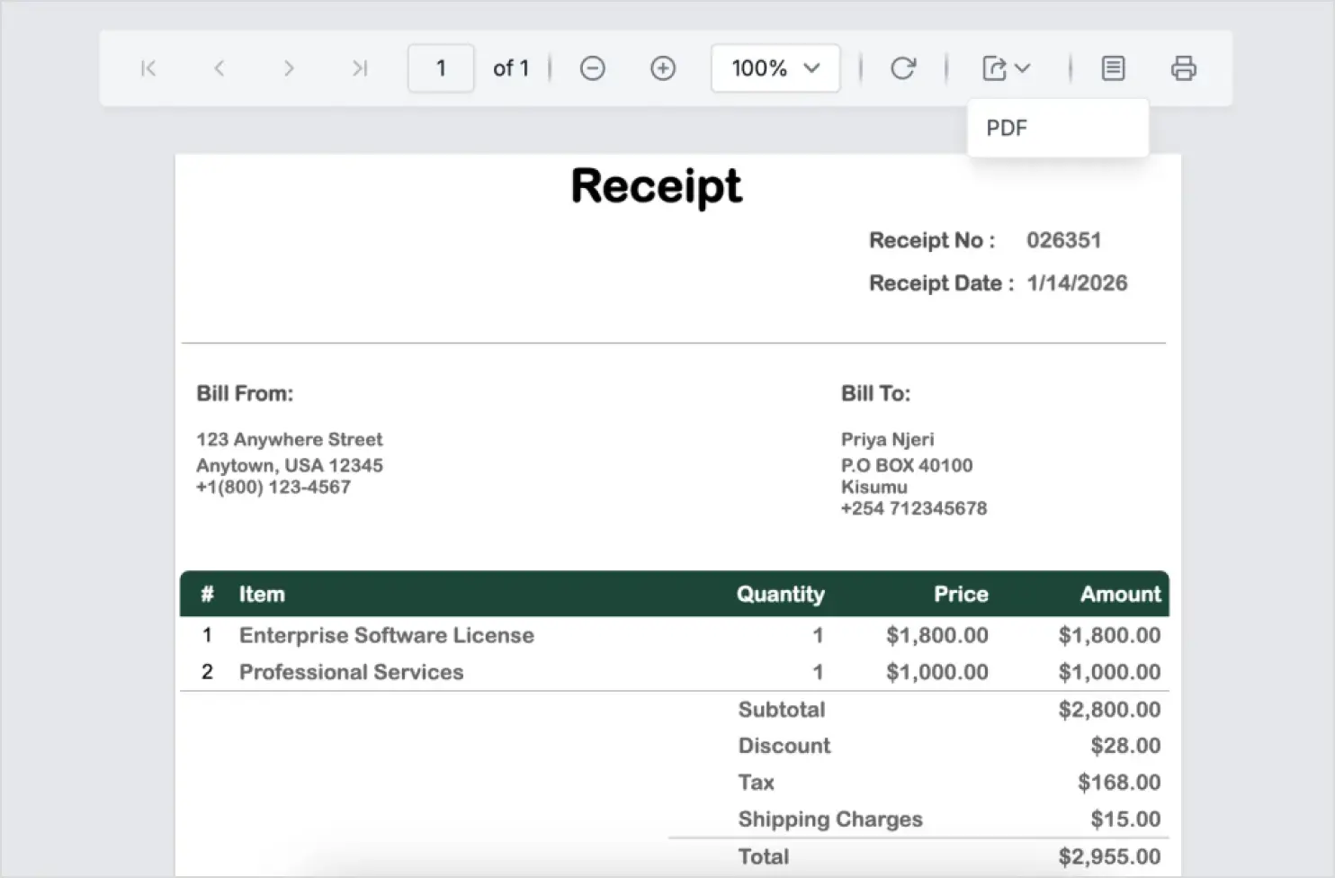 Free Receipt Template: Create & Download Fast | Bold Reports