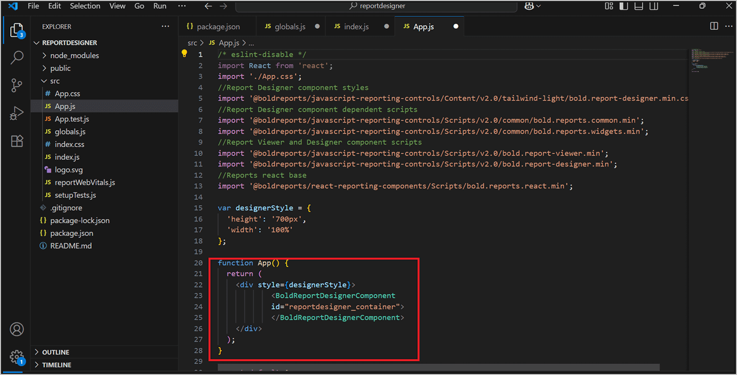 How to Embed Report Designer to a React App | Bold Reports
