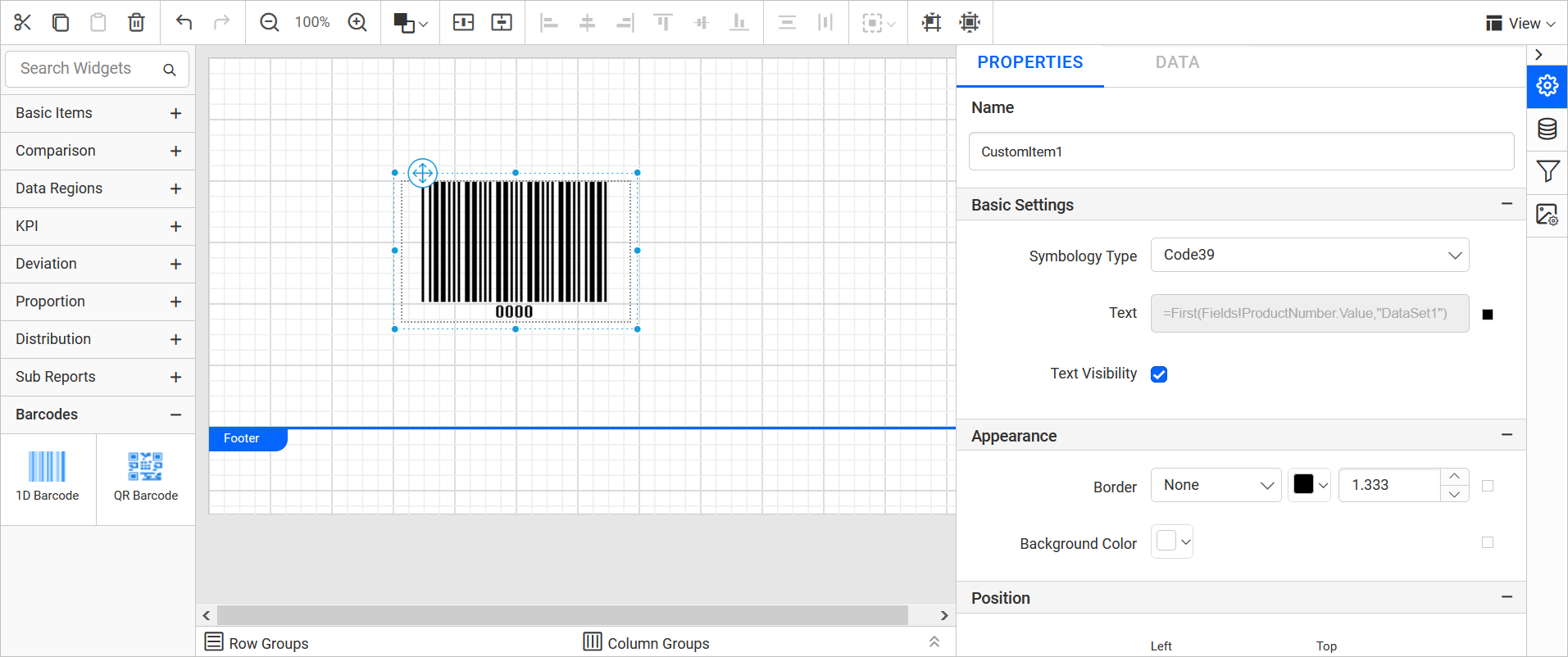 Integrate Barcodes into Reports with Bold Reports Designer