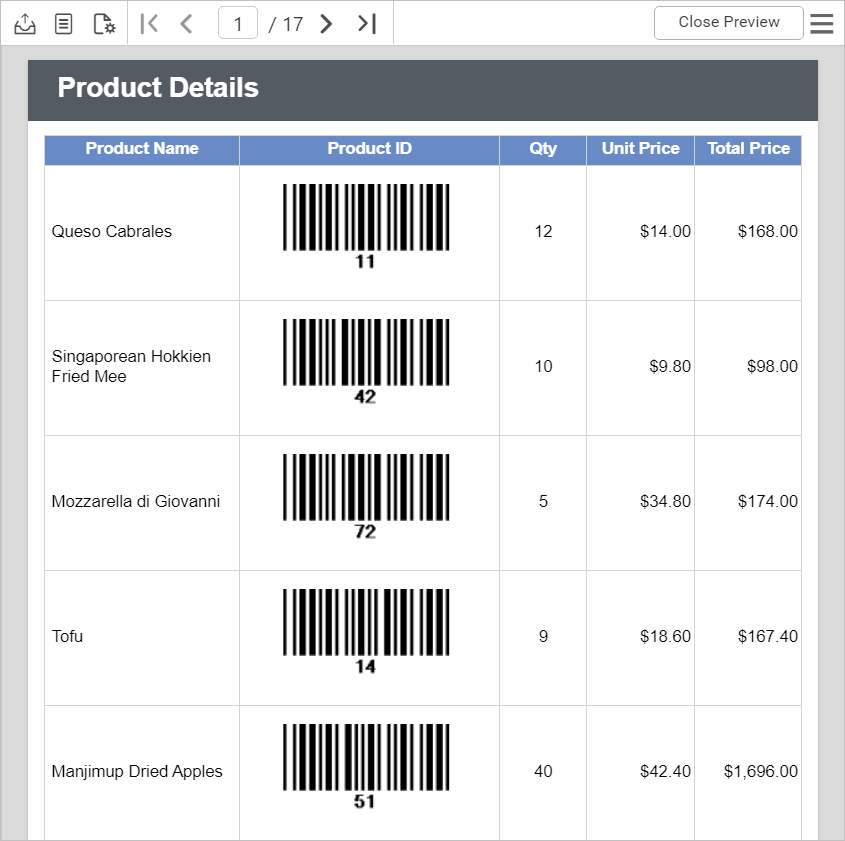 Integrate Barcodes to Your Report Using Bold Reports Designer