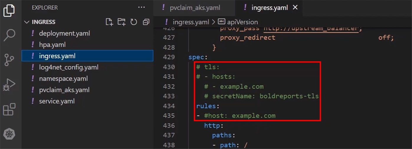 Reporting Solution in Azure Kubernetes with Ingress