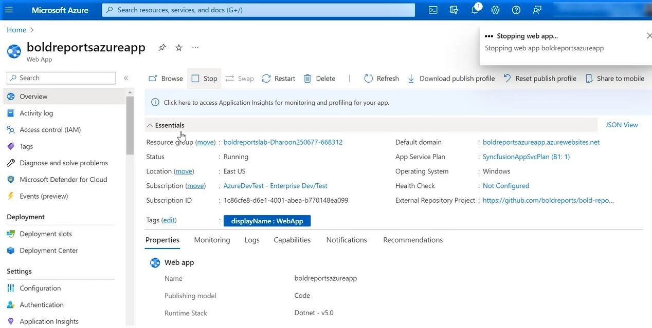 Preparing a Reporting Solution in Azure App Service