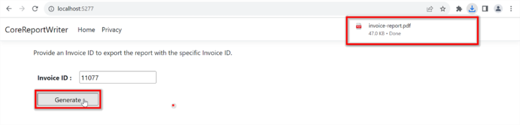 Producing Invoice Reports in an ASP.NET Core Application