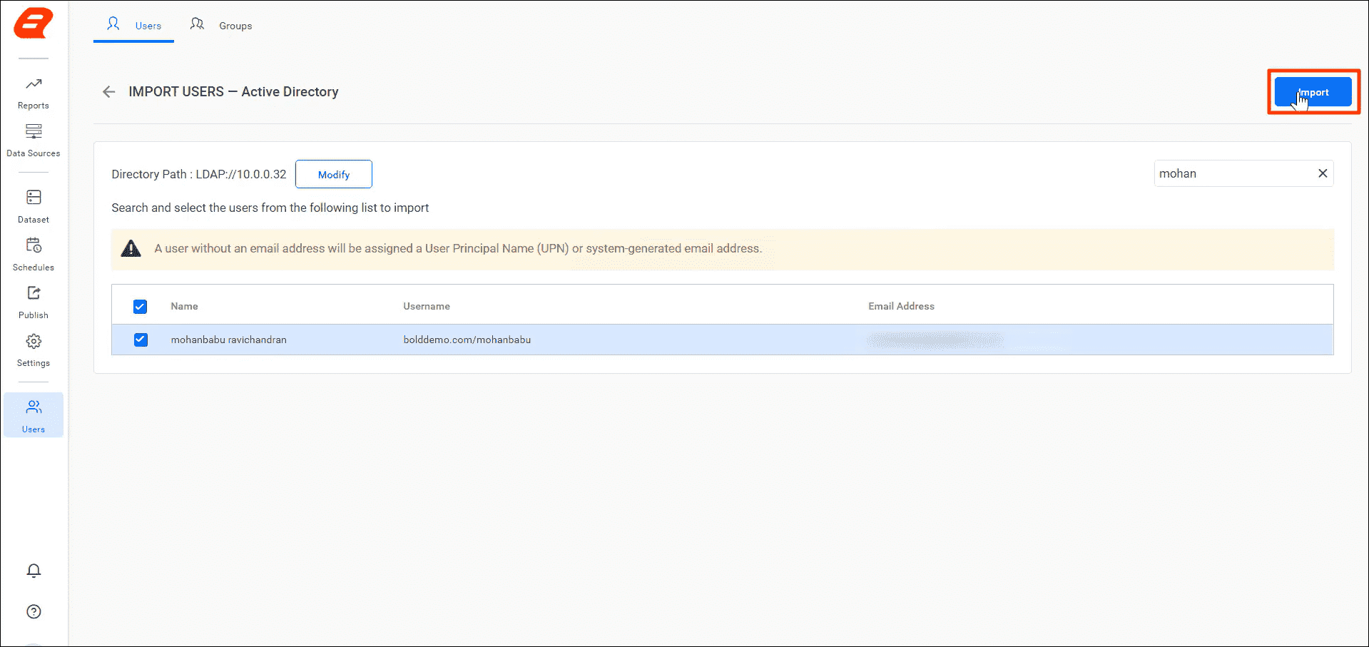 Synchronize Users Across Sources in Bold Reports Server